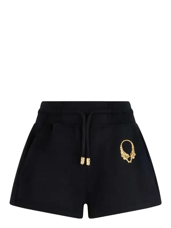 Roberto Cavalli Tiger Motif Drawstring Shorts - Black
