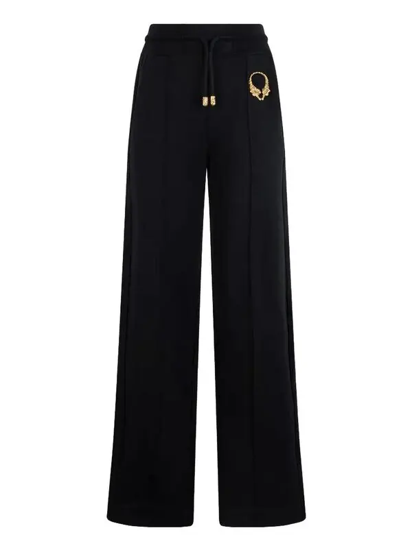 Roberto Cavalli Logo Plaque Drawstring Track Pants - Black