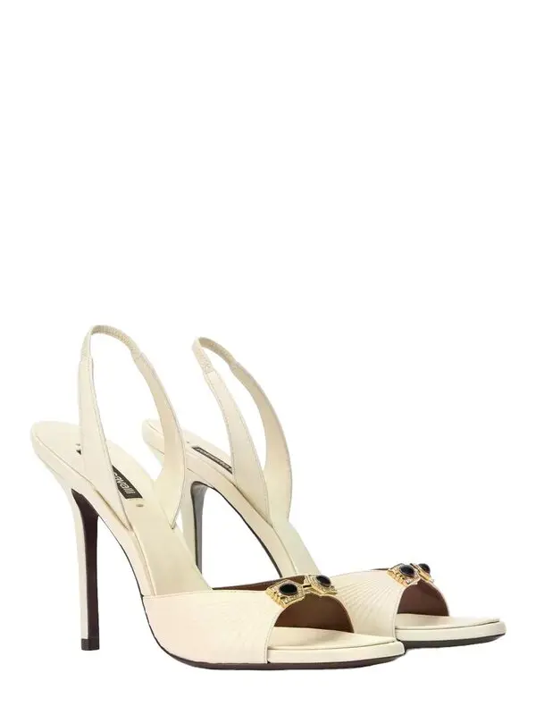 Roberto Cavalli Jeweled Pleated Sandals - Neutrals