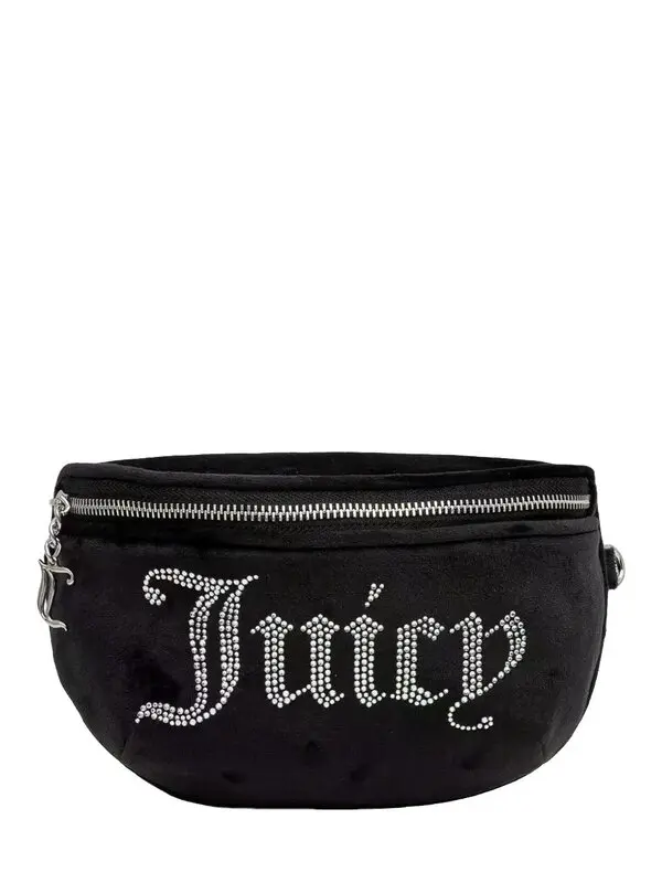 Juicy Couture Rhinestone Logo Velvet Belt Bag - Black