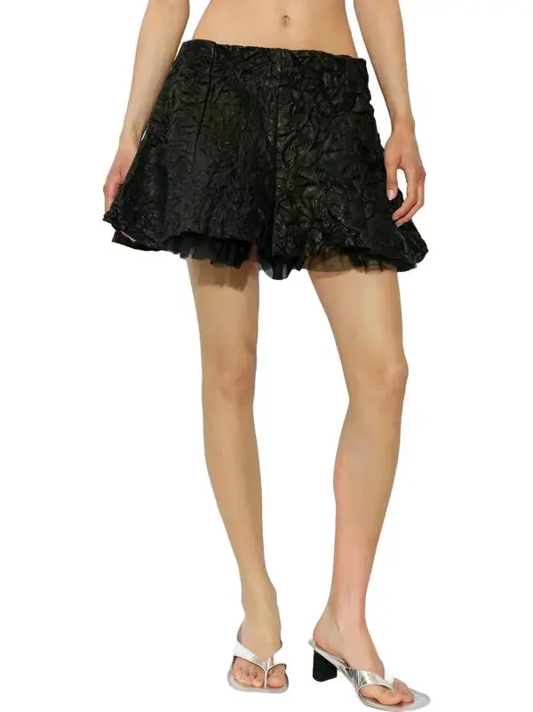 AVAVAV Crinkled Tulle Trim Mini Skirt - Black