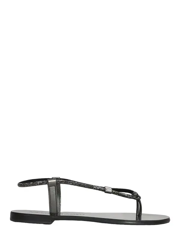 NICOLAS LAINAS Crystal Embellished Thong Sandals - Black