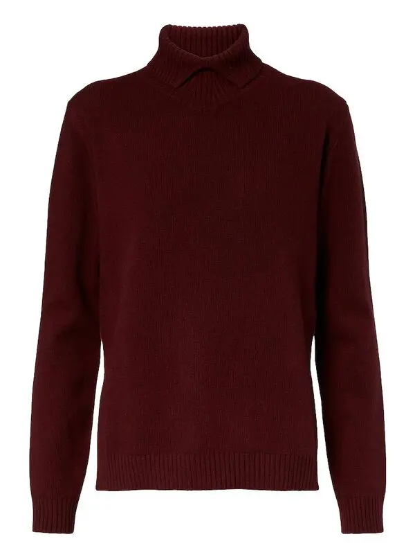 JIL SANDER Wool Turtleneck Sweater - Burgundy