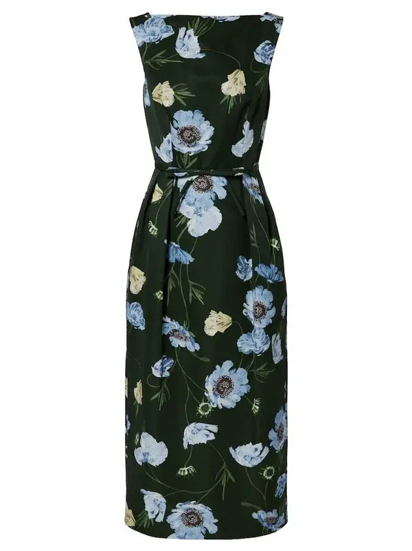 Erdem Floral Cotton-blend Faille Midi Dress - Green