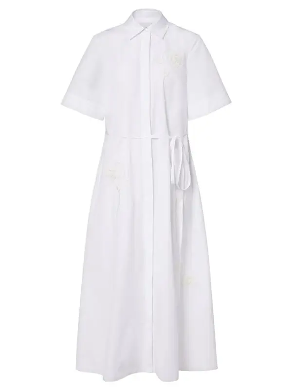 Erdem Embroidered Cotton Poplin Shirt Dress - White