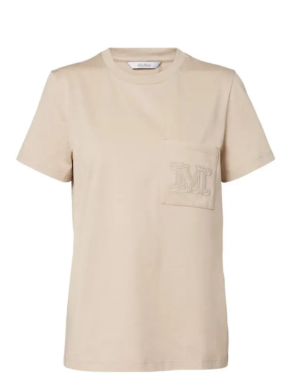 Max Mara Monogram Cotton Jersey T-shirt - Beige