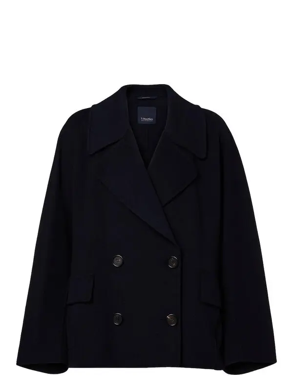 Max Mara Virgin Wool Double-breasted Coat - Blue