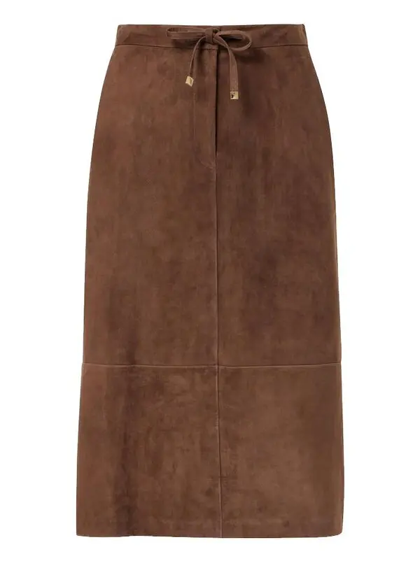 Max Mara Suede Midi Skirt - Brown