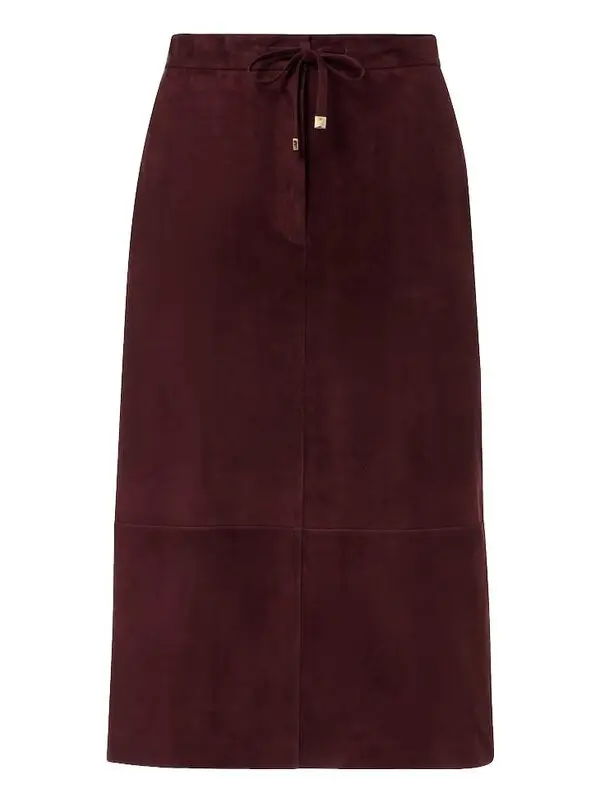 Max Mara Suede Midi Skirt - Burgundy