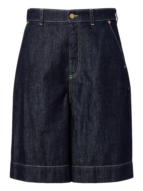 Max Mara Quadro Denim Bermuda Shorts - Blue