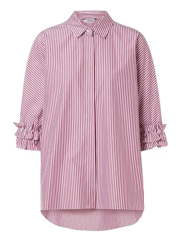 Max Mara Striped Cotton Poplin Shirt - Burgundy