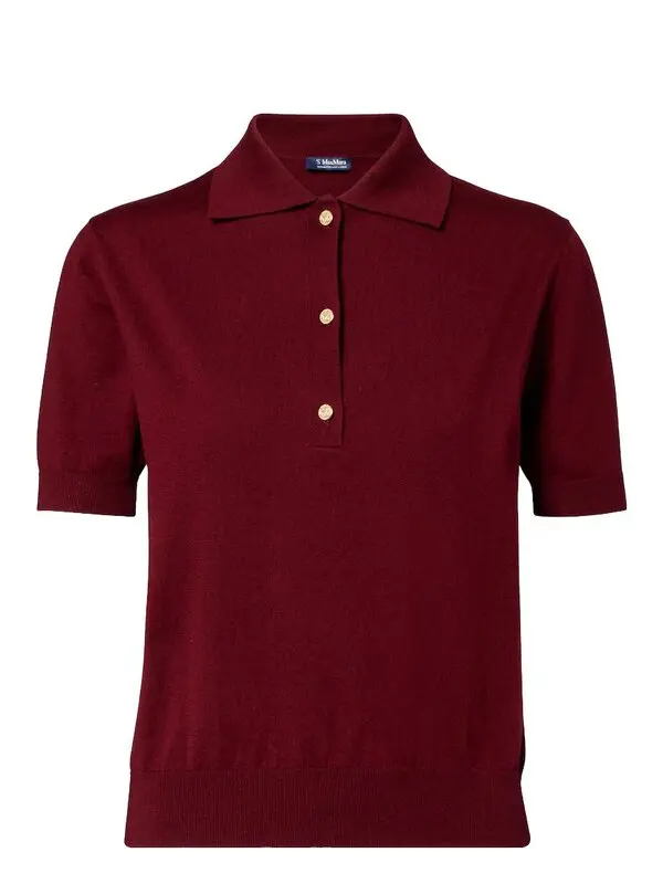 Max Mara Cotton, Silk, And Cashmere Polo Sweater In Dark Red - Burgundy