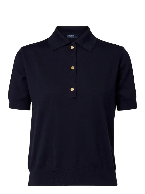 Max Mara Ultramarine Cotton, Silk, And Cashmere Polo Sweater - Blue