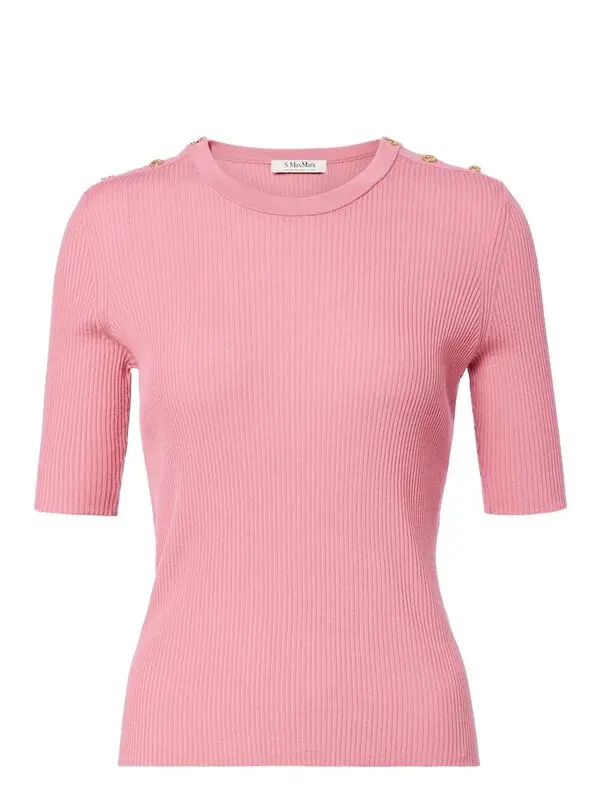 Max Mara Ribbed-knit Wool Top - Pink