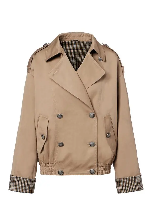 Brunello Cucinelli Tobacco Cotton And Linen Double-breasted Jacket - Brown