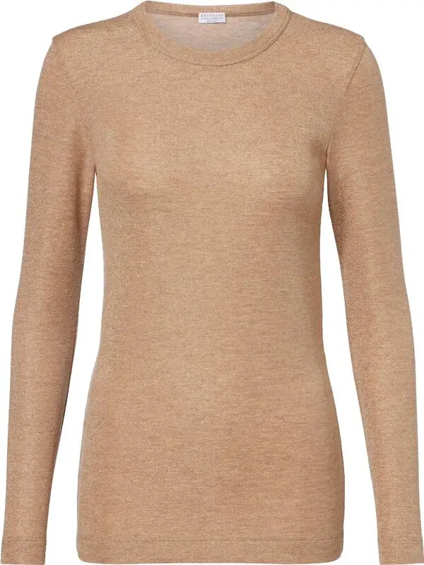 Brunello Cucinelli Monili Wool-blend Crewneck Sweater - Beige