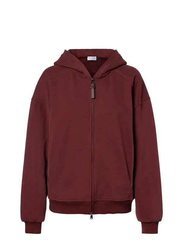 Brunello Cucinelli Monili Cotton Jersey Zip-up Hoodie - Brown