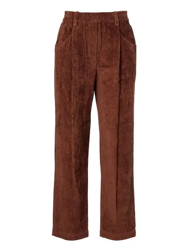 Brunello Cucinelli Cotton Corduroy Wide-leg Trousers - Brown