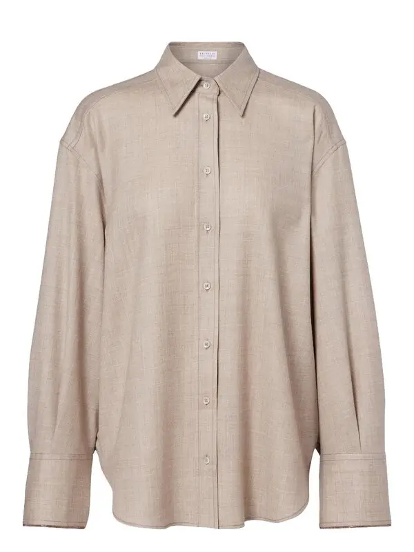 Brunello Cucinelli Virgin Wool Shirt - Beige