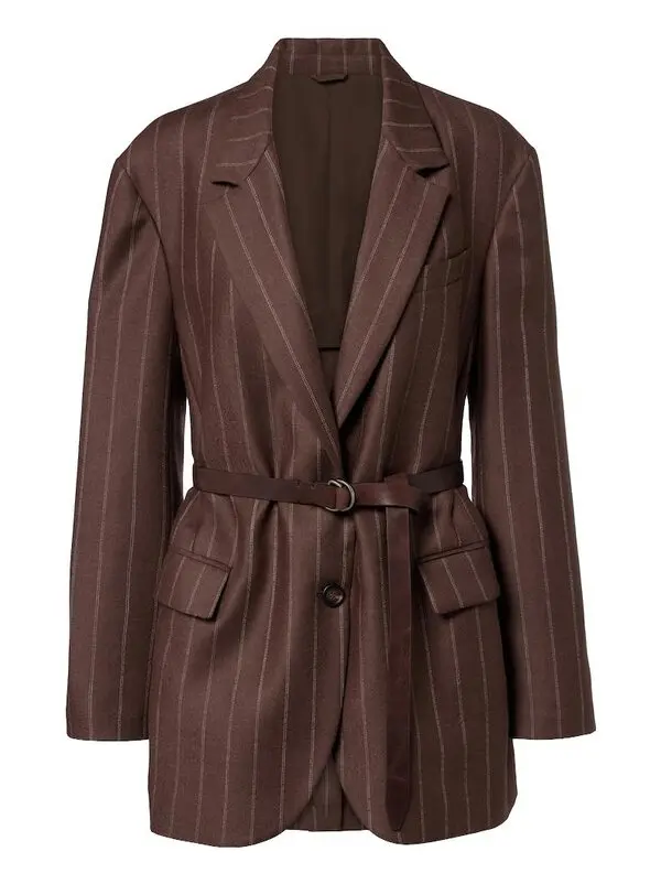 Brunello Cucinelli Belted Virgin Wool Blazer - Brown