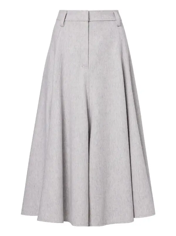 Brunello Cucinelli Virgin Wool Midi Skirt - Grey