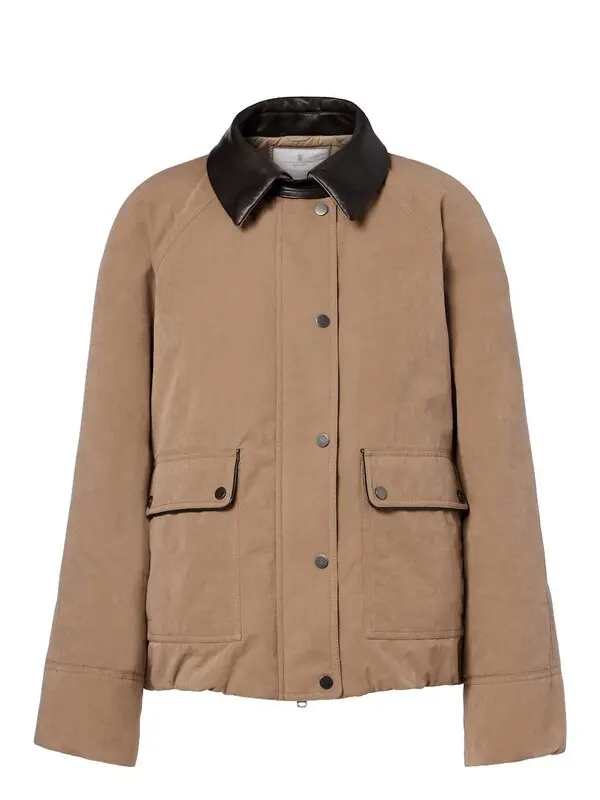 Brunello Cucinelli Leather-trimmed Padded Jacket - Beige