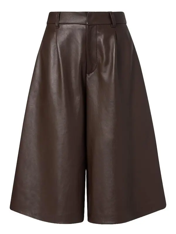 Brunello Cucinelli Leather Bermuda Shorts - Brown