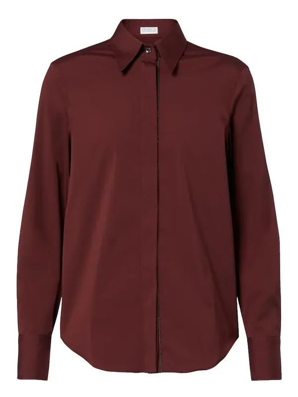 Brunello Cucinelli Monili Cotton-blend Shirt - Burgundy