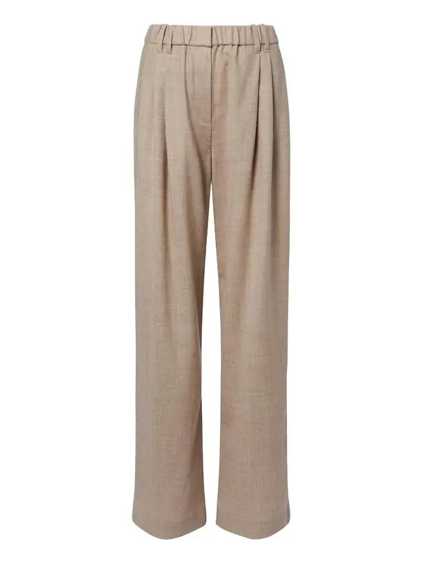 Brunello Cucinelli Monili Virgin Wool Wide-leg Pants - Beige