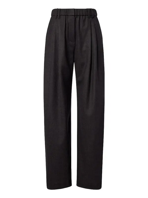 Brunello Cucinelli Monili Virgin Wool Wide-leg Pants - Grey
