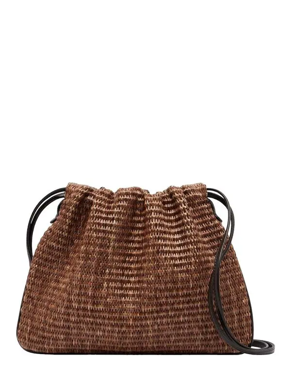 Brunello Cucinelli Mellow Small Raffia-effect Crossbody Bag - Brown