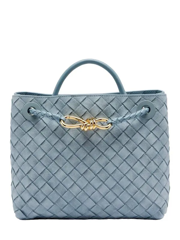 Bottega Veneta Andiamo Small Suede Top-handle Bag - Blue