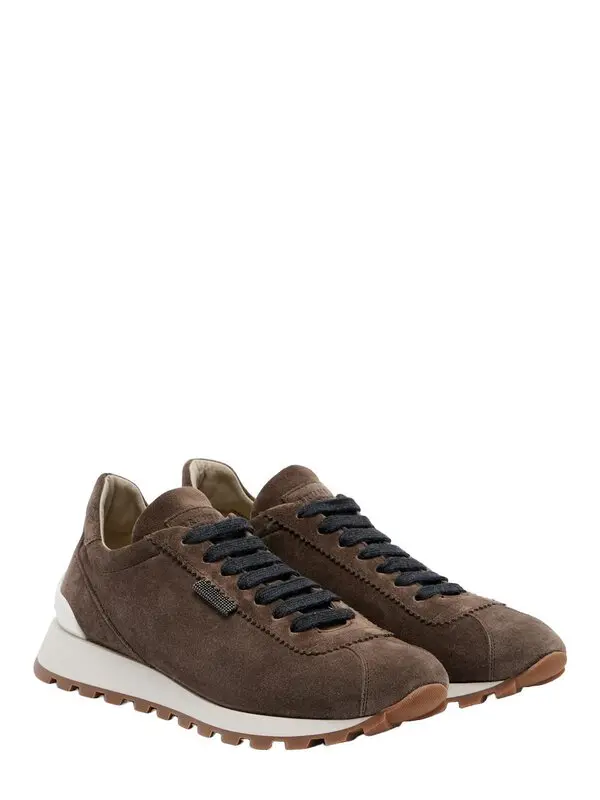 Brunello Cucinelli Monili Suede Sneakers - Grey
