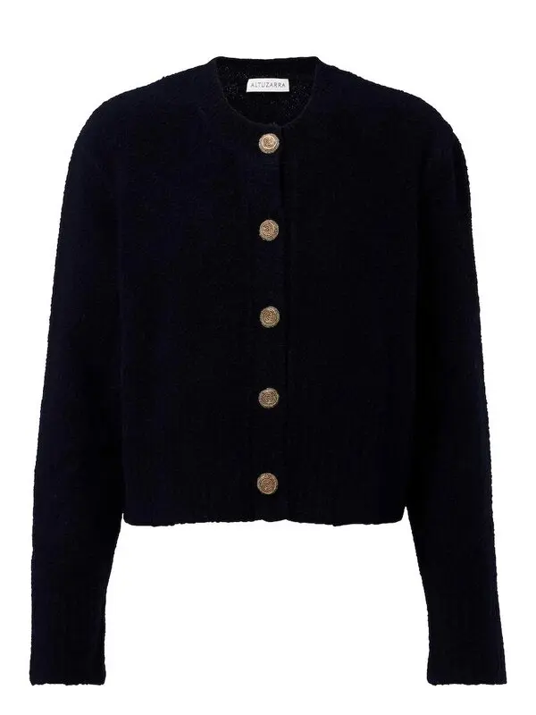 Altuzarra Harris Cropped Wool-blend Cardigan - Blue
