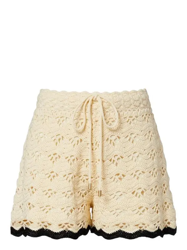 Zimmermann Aster Crochet Cotton Shorts - White