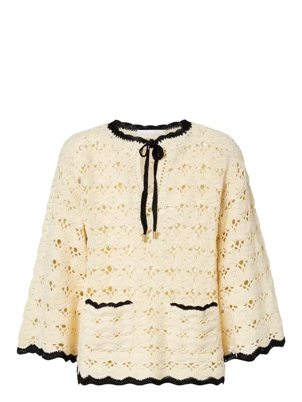 Zimmermann Aster Crochet Cotton Top - White