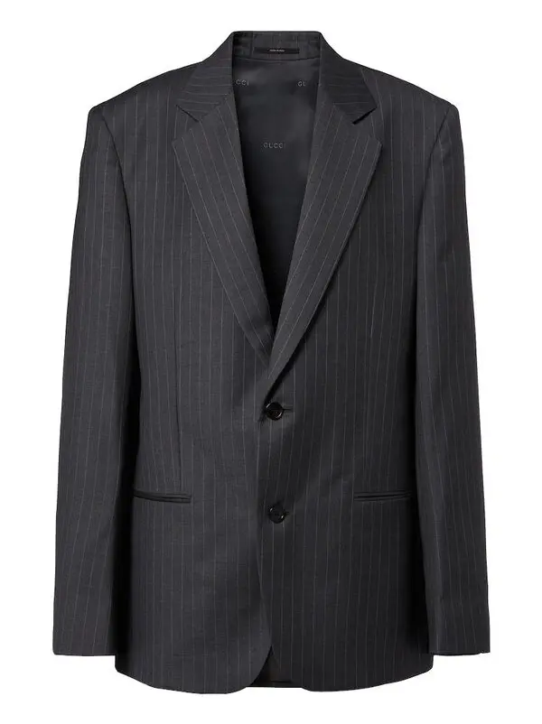 Gucci Pinstripe Wool Blazer - Grey