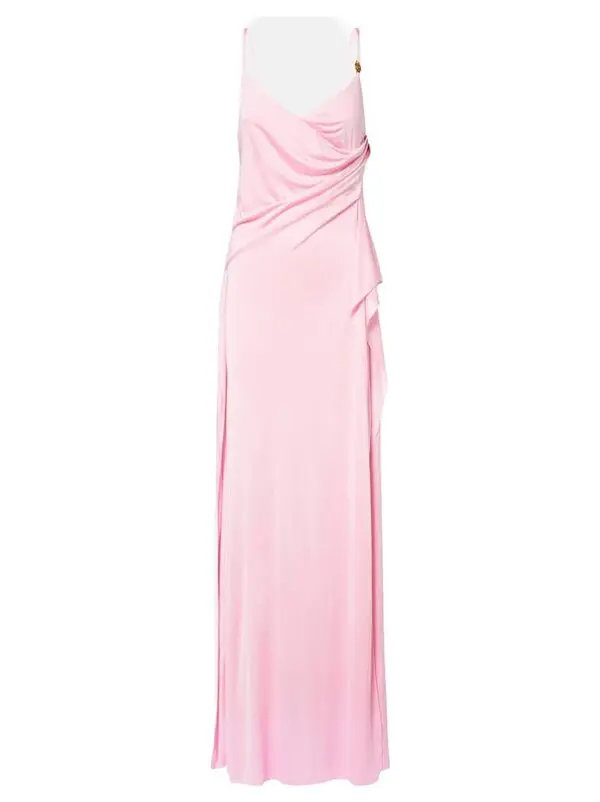 Versace Medusa Gathered Jersey Gown - Pink