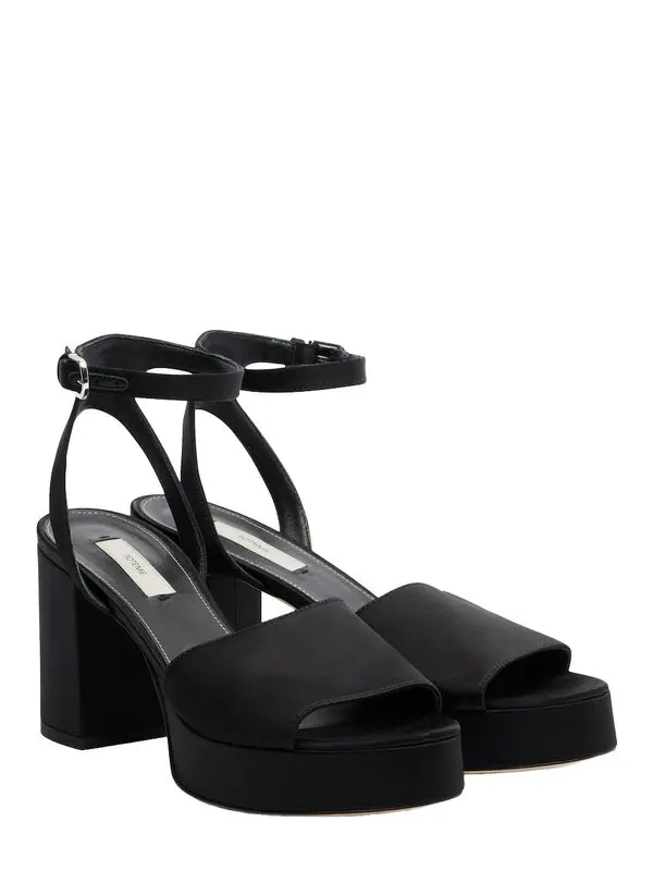 TOTEME Satin Platform Sandals - Black
