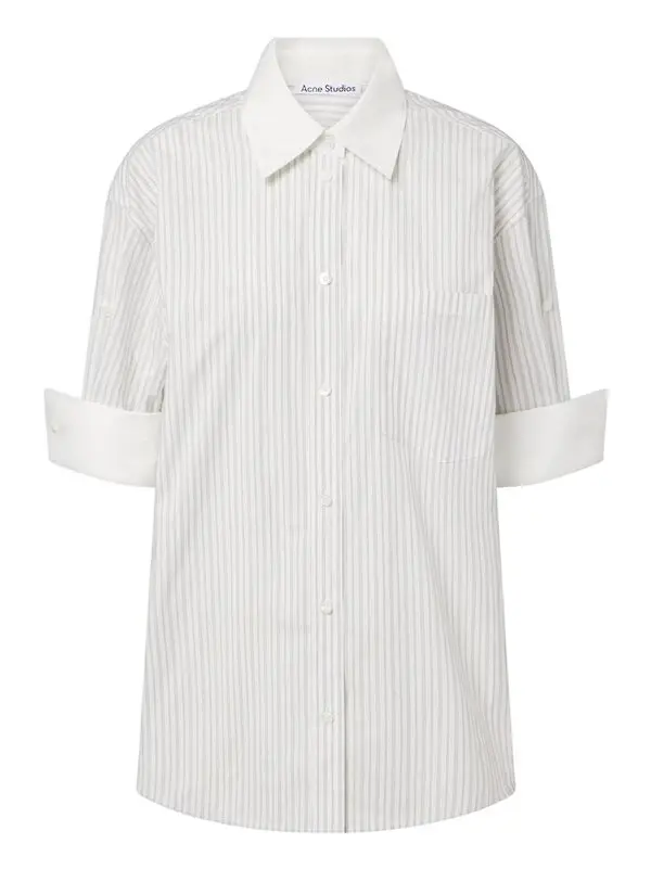 Acne Studios Striped Cotton Poplin Shirt - White