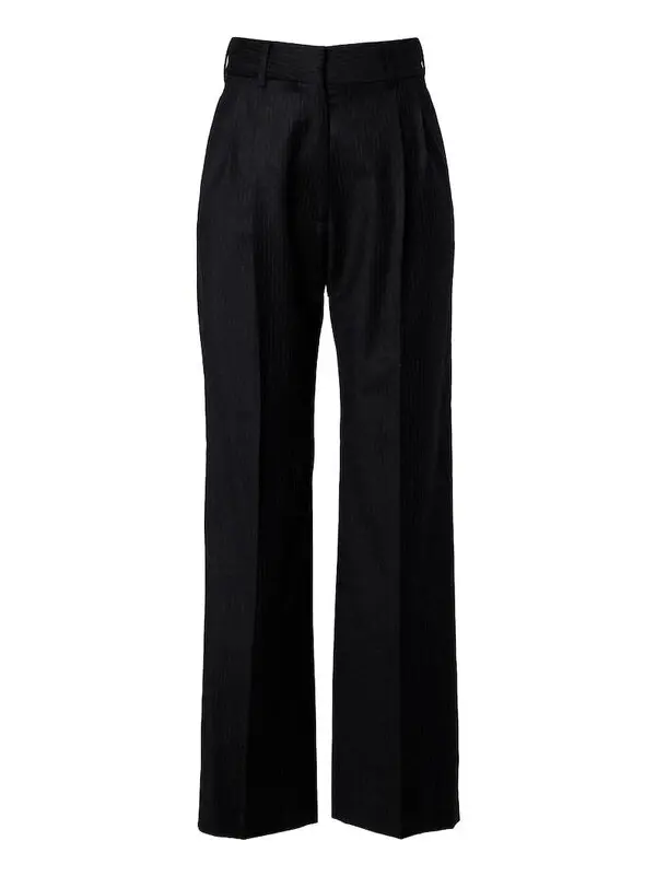 BLAZÉ MILANO Wool Straight Leg Trousers - Black