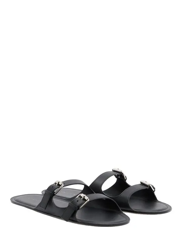 CHRISTEN Double Belt Leather Sandals - Black