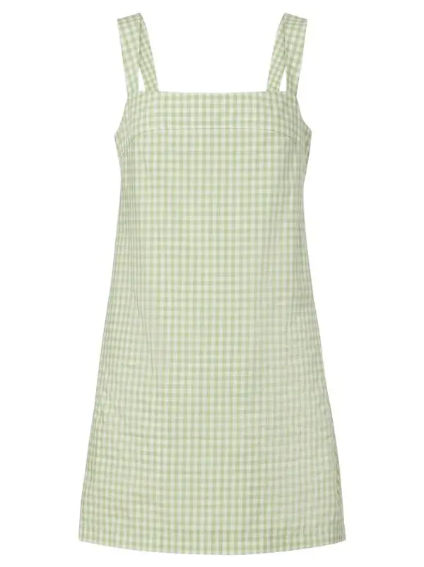 Simkhai Sloan Gingham Cotton-blend Mini Dress - Green