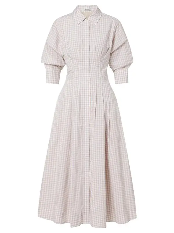 Simkhai Jazz Gingham Cotton-blend Shirt Dress - Beige