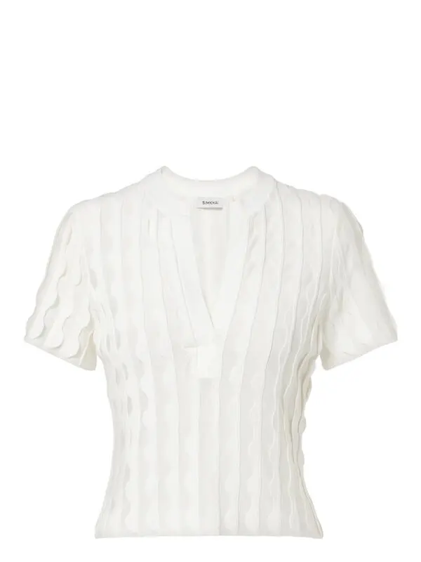 Simkhai V-neck Knitted Top - White
