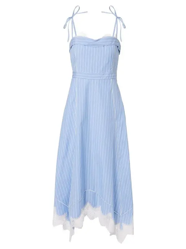 Simkhai Avalleigh Striped Cotton Midi Dress - Blue