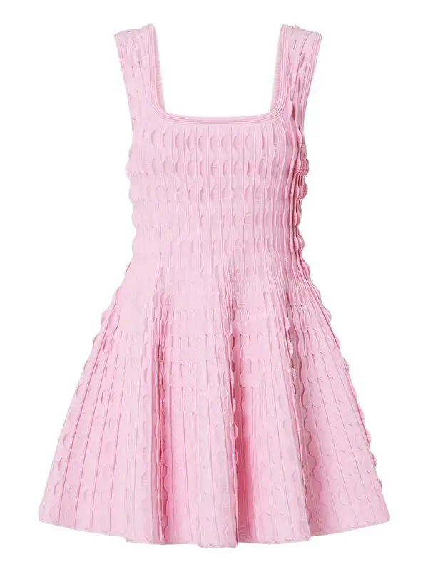 Simkhai Vanna Knitted Scalloped Minidress - Pink
