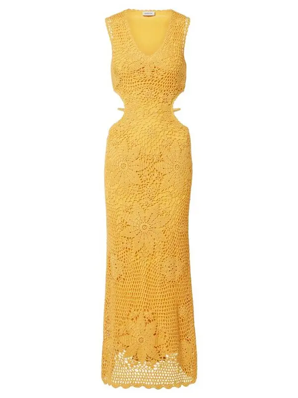 Simkhai Crochet Floral Maxi Dress - Yellow