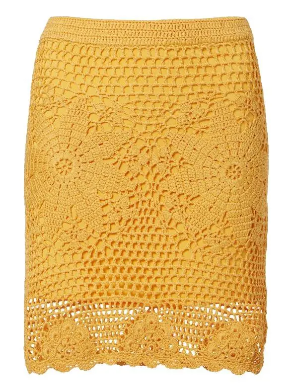 Simkhai Agnes Floral Crochet Cotton Miniskirt - Yellow