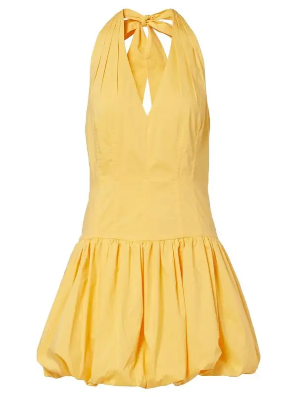 Simkhai Brooke Gathered Cotton-blend Minidress - Yellow
